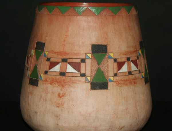 African Clay Vessel 8"H X 8"W X 25.25"C Vintage Handcrafted South Afri ...